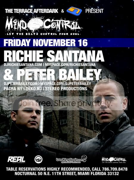 "Mindcontrol" @ Nocturnal Terrace Fri Nov 16th | Richie Santana & Peter ...